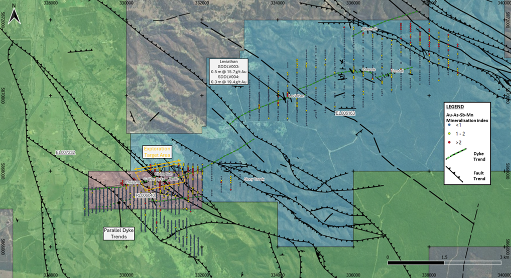 SOUTHERN CROSS GOLD DRILLS 36.6 m @ 4.0 g/t Au and 1.0% Sb